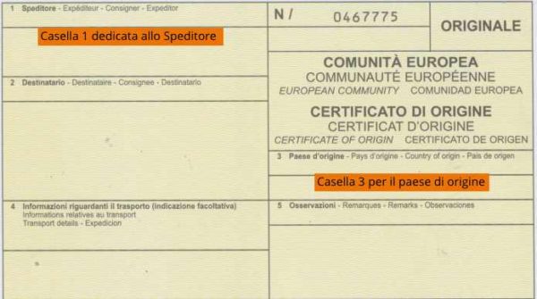 Certificato di origine per conto e fatture extracomunitarie